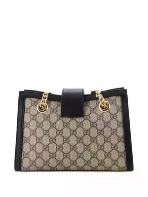 Gucci Padlock Chain Tote Gg Coated Canvas Small Shoulder Bag - Black