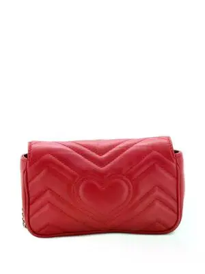 Gucci Matelasse Leather Super Mini Crossbody Bag - Red