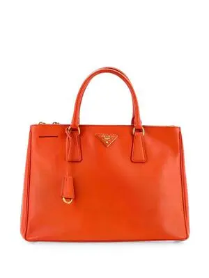 Prada Double Zip Lux Saffiano Leather Medium Tote Bag - Orange