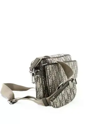 Dior Saddle Tripple Pouch Oblique Canvas Crossbody Bag - Green