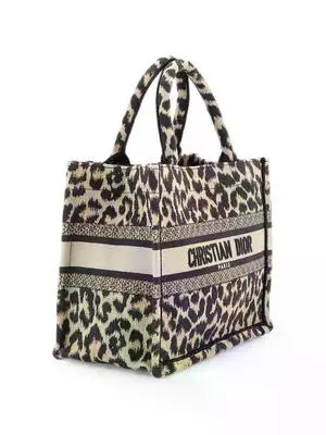 Dior Book Embroidered Canvas Small Tote Bag - Brown