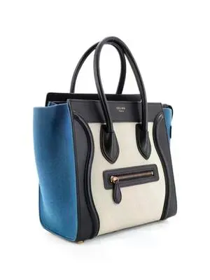 Celine Luggage Bag Canvas And Leather Micro Tote Bag