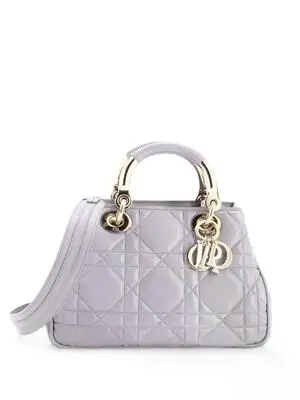 Dior Lady 95.22 Bag Cannage Embossed Leather Small Crossbody Bag - Grey