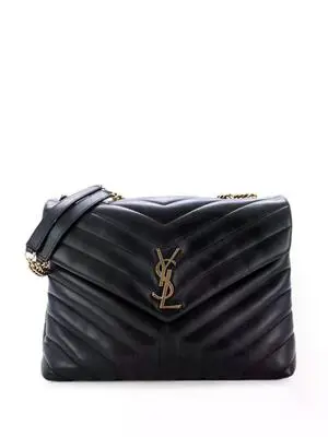 Saint Laurent Loulou Matelasse Chevron Leather Medium Shoulder Bag - Black