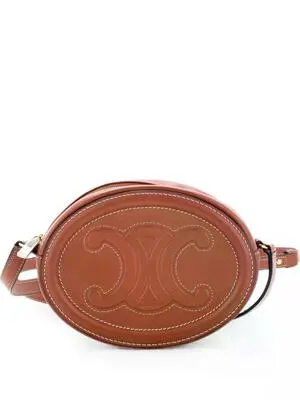 Celine Triomphe Oval Leather Mini Crossbody Bag - Brown