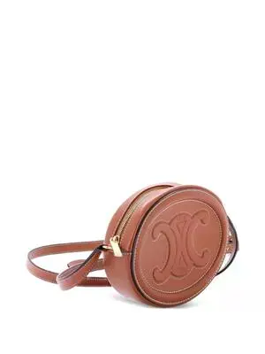 Celine Triomphe Oval Leather Mini Crossbody Bag - Brown