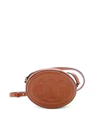 Celine Triomphe Oval Leather Mini Crossbody Bag - Brown