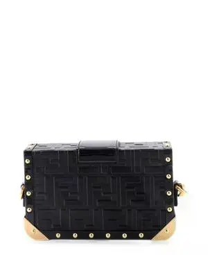 Fendi Baguette Trunk Bag Zucca Embossed Leather Mini Crossbody Bag