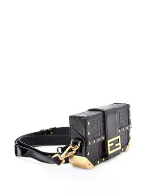 Fendi Baguette Trunk Bag Zucca Embossed Leather Mini Crossbody Bag