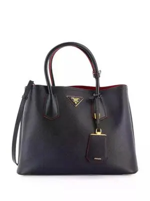 Prada Cuir Double Saffiano Leather Medium Tote Bag - Black