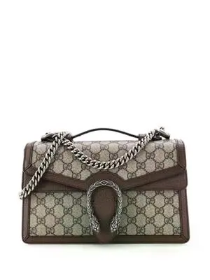 Gucci Dionysus Top Handle Chain Bag Gg Coated Canvas Small Satchel - Brown