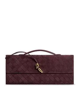 Bottega Veneta Bottega Veneta Suede Intrecciato Clutch With Knot Closure Multicolor