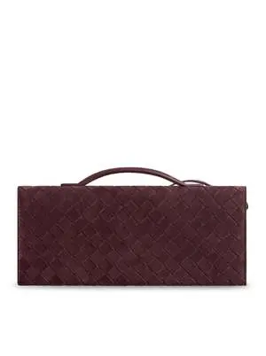 Bottega Veneta Suede Intrecciato Clutch With Knot Closure - Multicolor