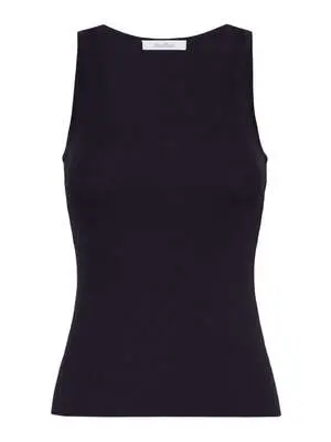 Max Mara Fitted Ribbed Top In Viscose Crepe - Black