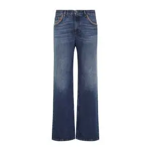 Etro Straight Leg High-rise Jeans With Paisley Jacquard Trim - Blue