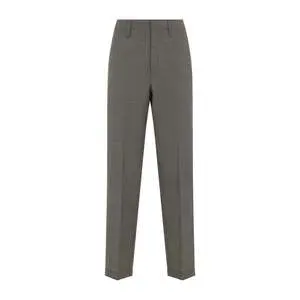 Prada Wool Trousers With Micro-check Pattern - Green