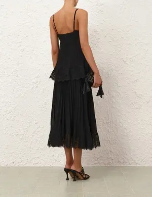 Zimmermann Pleated Lace Skirt - Black