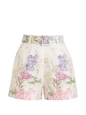 Charo Ruiz Ibiza Pansy Print Belted Shorts - Multicolor