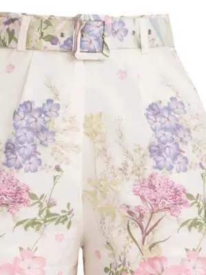 Charo Ruiz Ibiza Pansy Print Belted Shorts