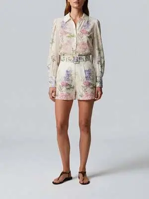 Charo Ruiz Ibiza Pansy Print Belted Shorts