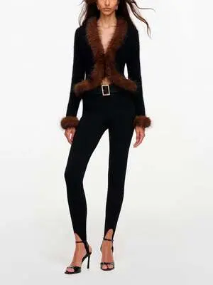 SELF-PORTRAIT Faux Fur Trimmed Knit Cardigan - Multicolor