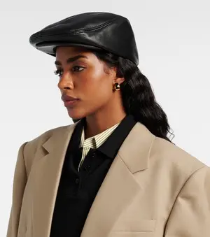 Ruslan Baginskiy Leather Newsboy Cap