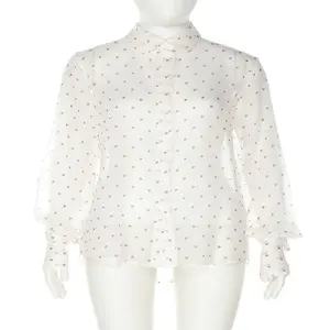 Fendi Silk Heart Print Long Sleeve Shirt