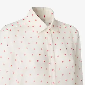 Fendi Silk Heart Print Long Sleeve Shirt