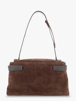 Brunello Cucinelli Suede Crossbody Bag With Monili Details