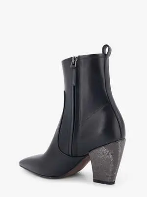 Brunello Cucinelli Precious Heel Leather Ankle Boots