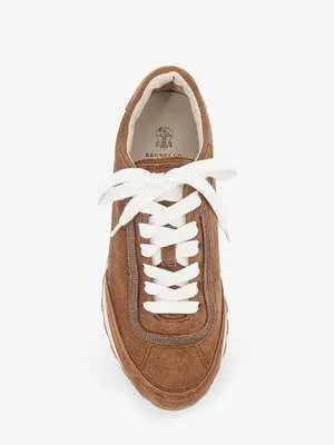 Brunello Cucinelli Suede Sneakers With Monili Embellishment