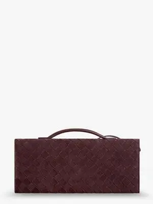 Bottega Veneta Andiamo Suede Clutch With Intrecciato Pattern