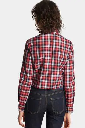 Dsquared2 Cropped Check Shirt With Bouclé Pockets