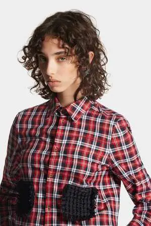 Dsquared2 Cropped Check Shirt With Bouclé Pockets