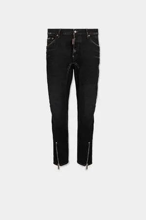 Dsquared2 Aviator Biker Zip Cuff Jeans - Black