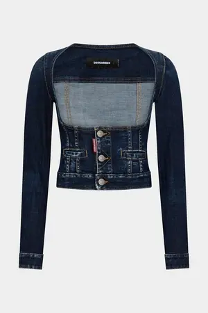 Dsquared2 Stretch Denim Long Sleeves Corset Jacket
