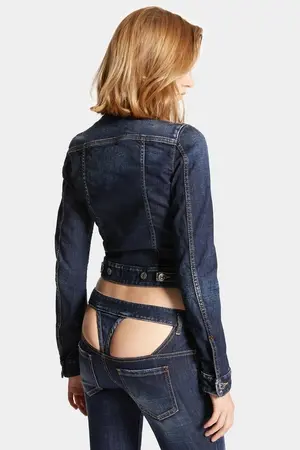 Dsquared2 Stretch Denim Long Sleeves Corset Jacket