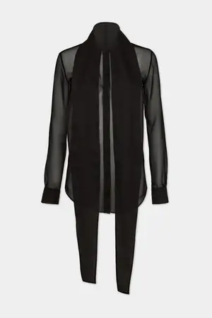 Dsquared2 Silk Chiffon Pussy Bow Shirt - Black