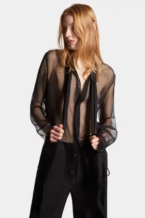 Dsquared2 Silk Chiffon Pussy Bow Shirt