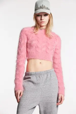 Dsquared2 Mohair 3d Cable Cropped Knit - Pink