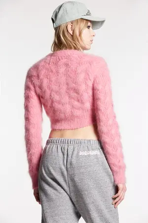 Dsquared2 Mohair 3d Cable Cropped Knit