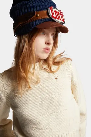 Dsquared2 Wool Links Stitch Cropped Jumper