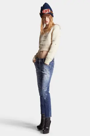 Dsquared2 Wool Links Stitch Cropped Jumper