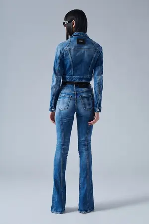 Dsquared2 Icon Medium Wash High Waist Trumpet Jeans