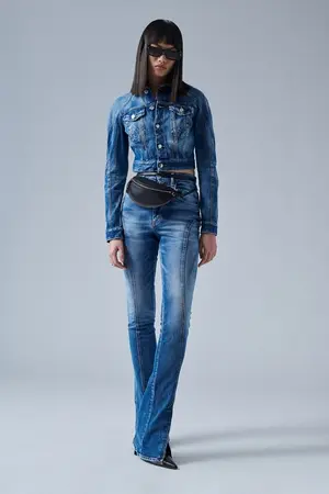 Dsquared2 Icon Medium Wash High Waist Trumpet Jeans