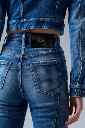 Dsquared2 Icon Medium Wash High Waist Trumpet Jeans