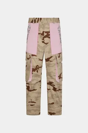 Dsquared2 Camouflage Cargo Pants With Crystal Embellishments