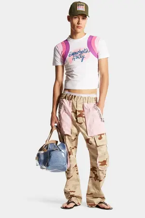 Dsquared2 Camouflage Cargo Pants With Crystal Embellishments