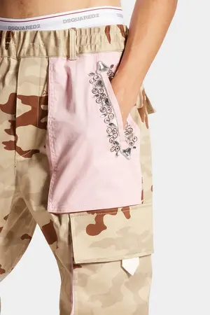 Dsquared2 Camouflage Cargo Pants With Crystal Embellishments