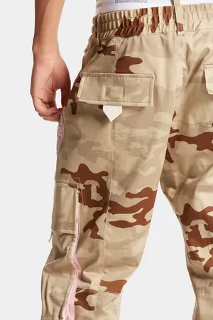 Dsquared2 Camouflage Cargo Pants With Crystal Embellishments